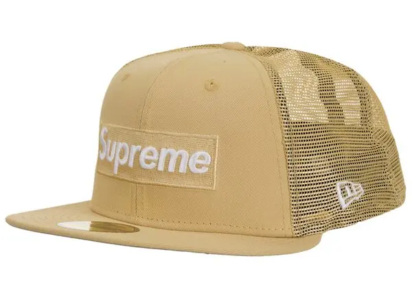 Supreme Box Logo Mesh Back Cap - Light Gold | Editorialist